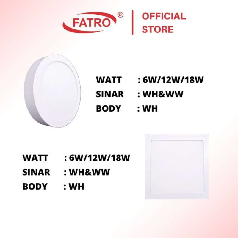 Jual Fatro Downlight Panel 6w 12w 18w Led Outbow Bulat /plafon Tempel ...