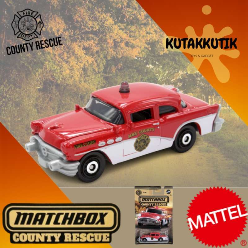Jual Matchbox County Rescue Mobil Sedan Klasik Fire Chief Polisi 1956 ...