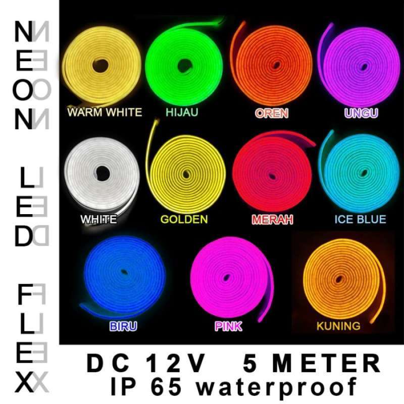 Jual Lampu Led Neon Flex Strip Light Flexible Dc12v 5 Meter Ip65 ...