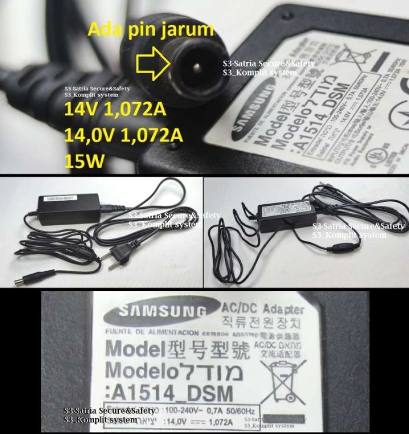 Jual Samsung Adaptor 14v 1,072a Adapter Monitor 14.0v 1.072a 15w Dc14v ...