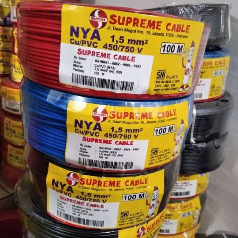 Jual Kabel Listrik Nya Tunggal 1x1.5 1x1,5 1.5 1,5 Mm Supreme 100 Meter Di Seller Shin Store ...