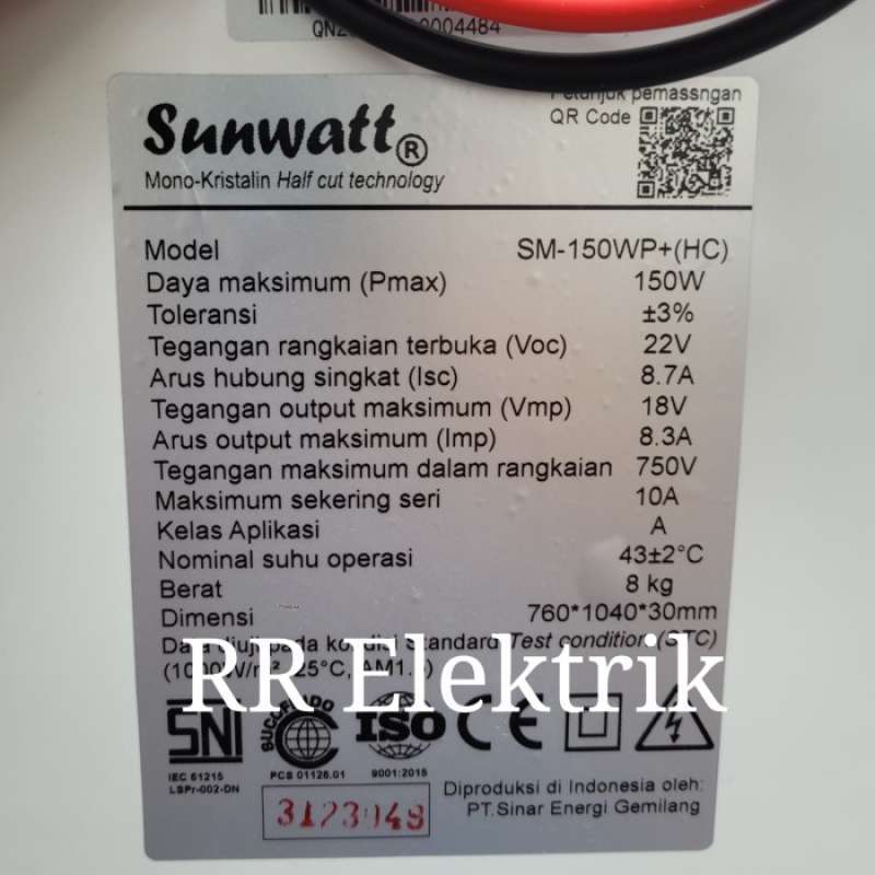 Jual Solar Panel Solar Cell Panel Surya Sunwatt 150wp Mono Half Cut Sni ...