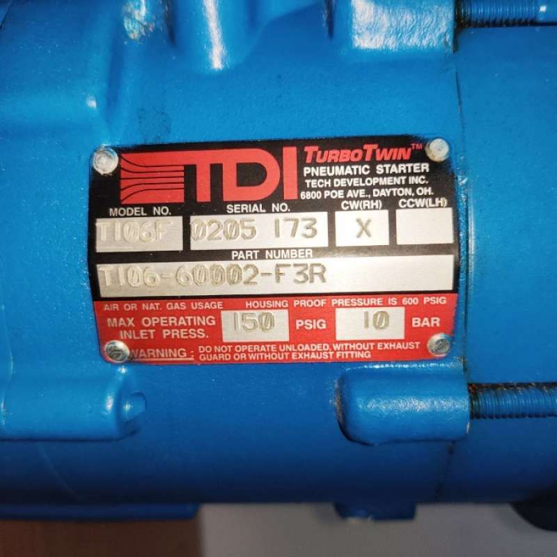 Jual Tdi Turbo Twin Pneumatic Starter T106f T106-60002-f3r 150psig 10b ...