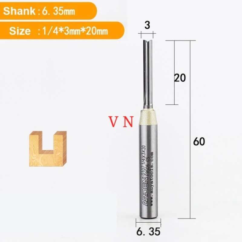 Jual Mata Router/profil Cnc 3mm X 20mm As 1/4 Full Tct Straight Bits ...