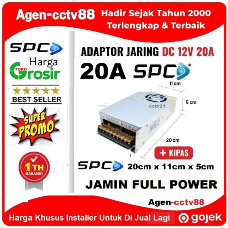 Jual Adaptor Jaring Power Supply Spc Dc 12v 20a Murni Untuk Cctv - Led -dll Di Seller Raindrop ...