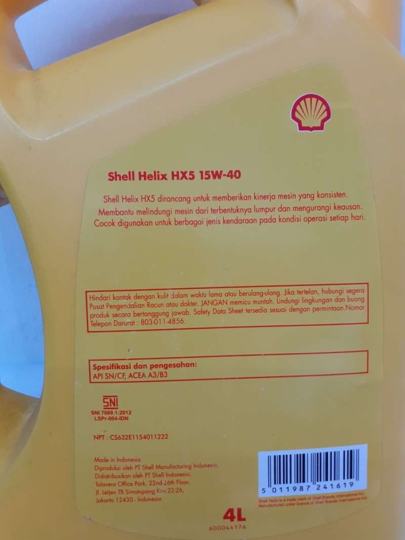 Promo Oli Mobil Shell Helix Hx5 15w-40 4 Liter Terbaik Diskon 32% Di ...