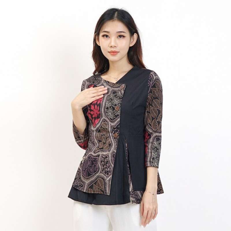 Promo Atasan Batik Wanita Modern Lengan Balon / Seragam Batik Merah ...