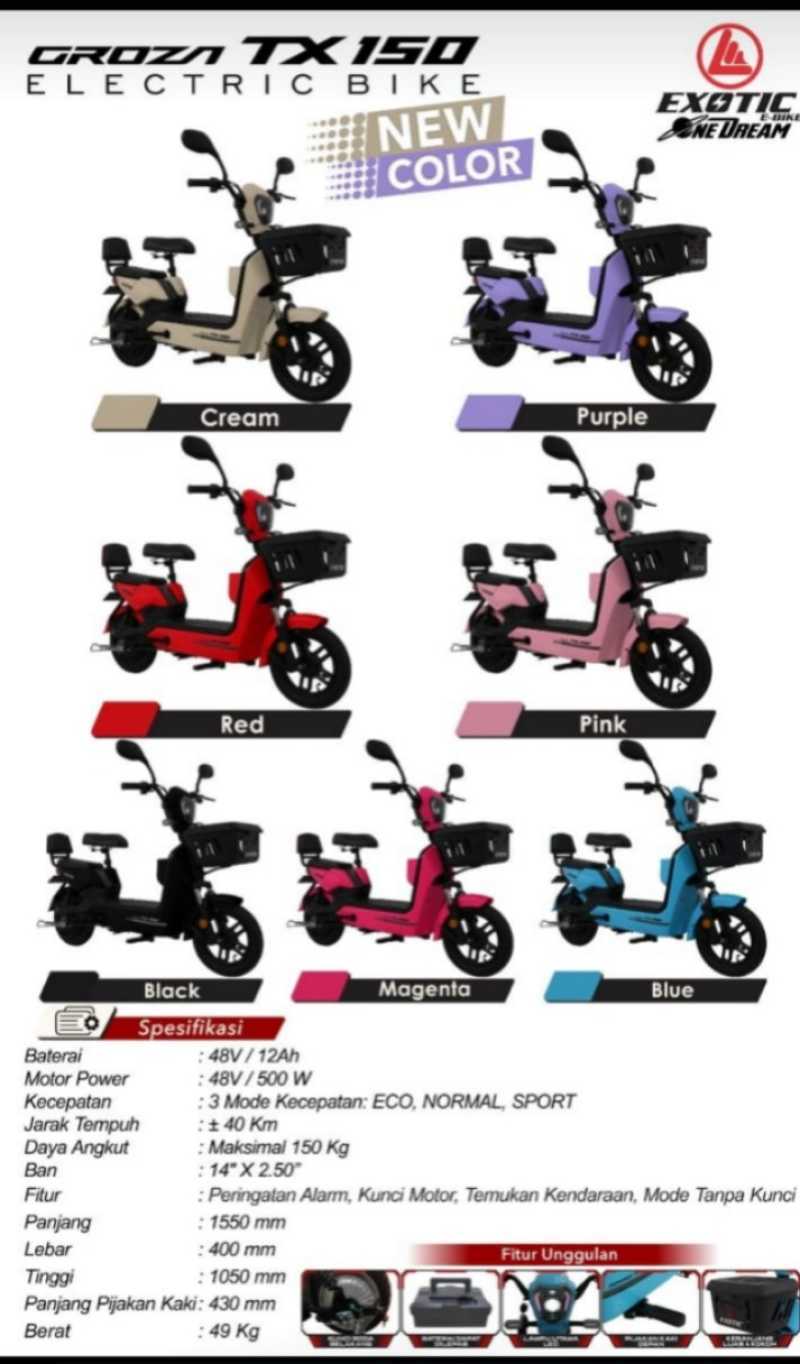 Jual Sepeda Listrik Exotic Groza Tx 150 New - Biru Di Seller Sepeda ...