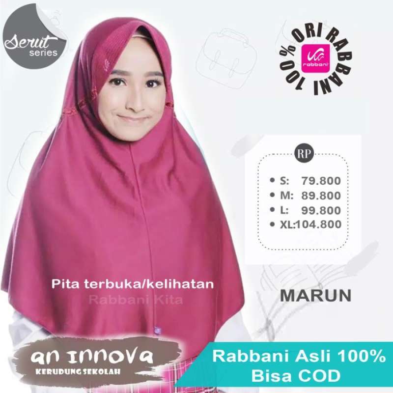 Jual Hijab Instan Rabbani Nk Innova Pita Serut Terbuka/kelihatan Size M ...