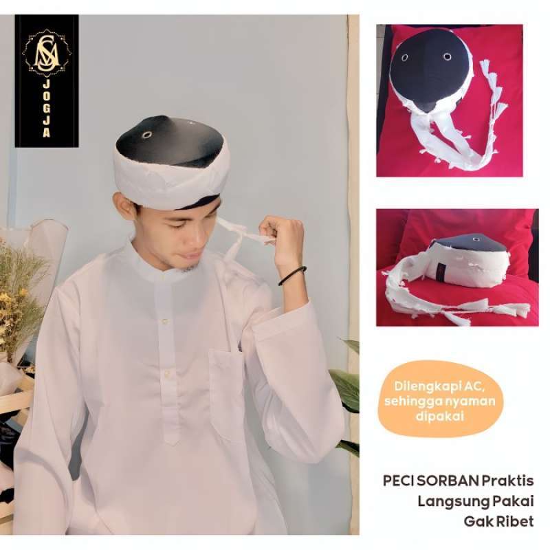 Jual Peci Surban/sorban Permanen Putih Polos - Putih Kombinasi 9 Di ...
