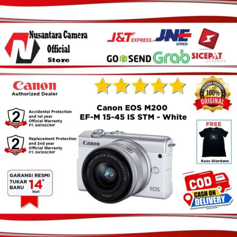 Promo Canon Eos M200 Ef-m 15-45 Is Stm - White Resmi Diskon 23% Di ...