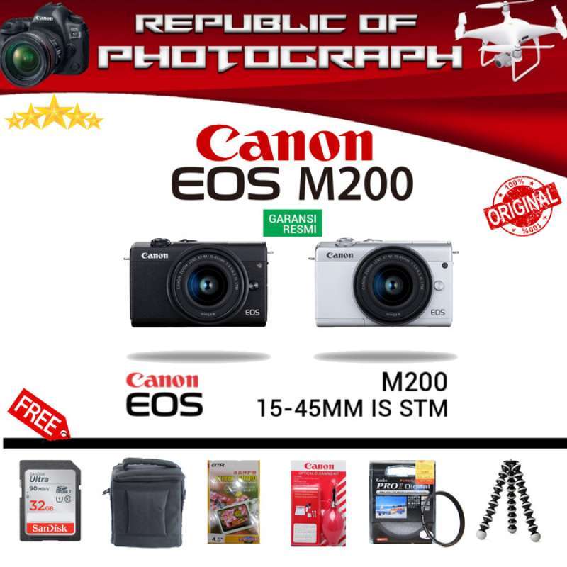 Promo Canon Eos M200 Kit 15-45mm Is Stm - Mirrorless Canon Eos M200 Kit ...