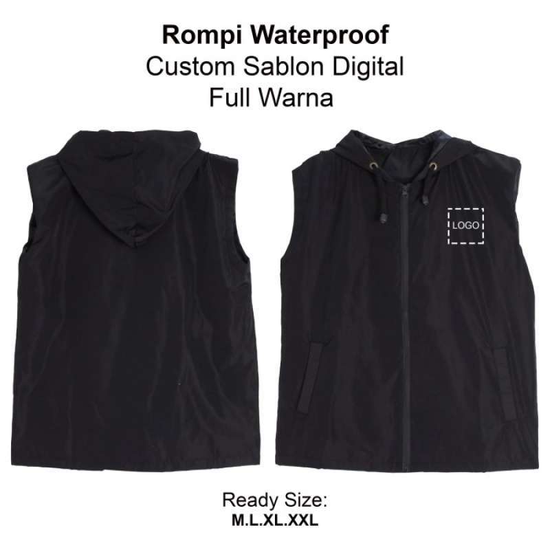 Jual Jaket Rompi Waterproof - Sablon Custom Satuan Full Warna - Polos L ...