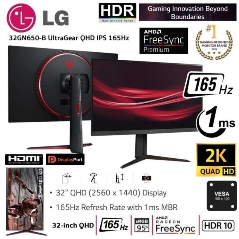 Jual Lg 32gn650 B 32 Ultragear - Qhd Ips 165hz 1ms Freesync Hdr10 ...