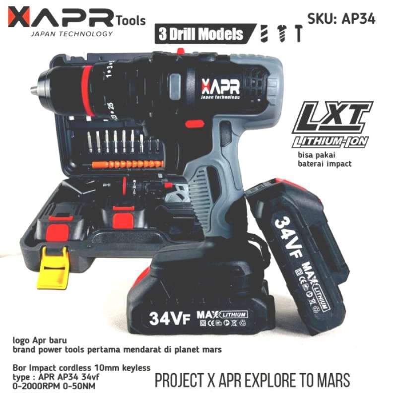Promo Promo- Bor Impact Baterai Xapr Japan Technology Ap34 34vf 10mm 2 Baterai Diskon 50% Di ...