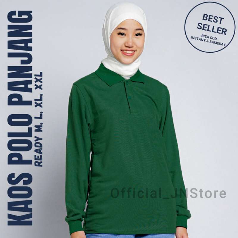 Jual Kaos Polo Lengan Panjang + Warna Hijau Army + Long Sleeve Polo ...