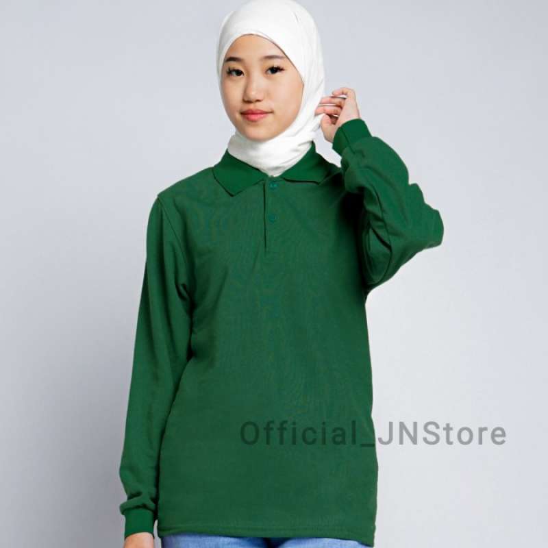 Jual Kaos Polo Lengan Panjang + Warna Hijau Army + Long Sleeve Polo ...