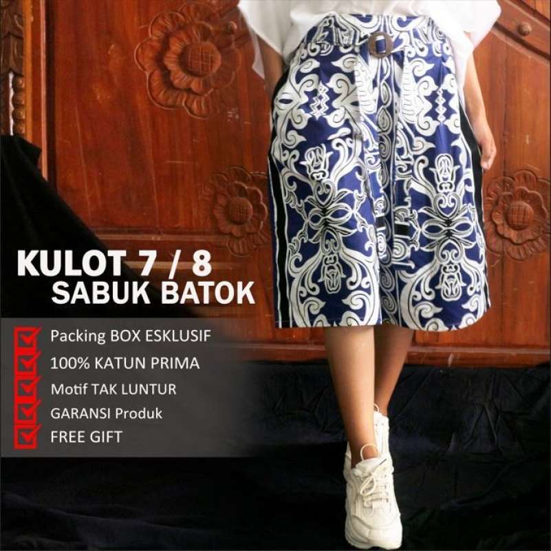 Jual Celana Kulot 7/8 Motif Batik Etnik Sabuk Batok Kain Katun Premium ...