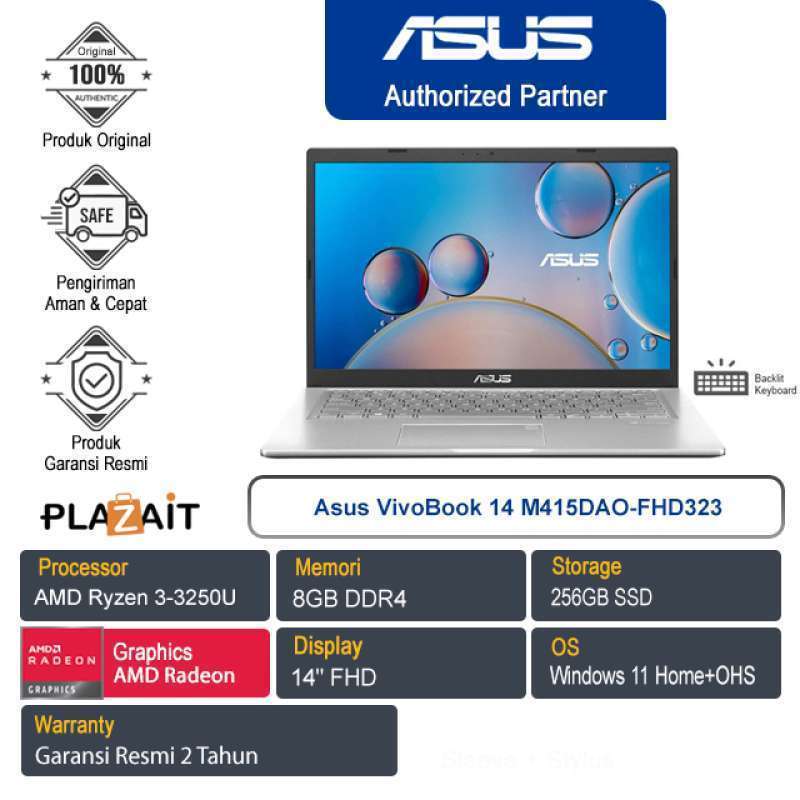 Jual Asus Vivobook 14 M415dao-fhd323 Fhd324/amd Ryzen 3-3250u/8gb/256gb ...