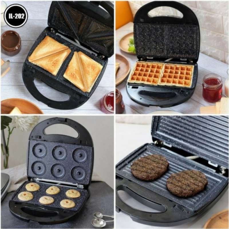 Promo Idealife Il-202 4 In 1 Sandwich Maker Toaster / Pemanggang Roti ...