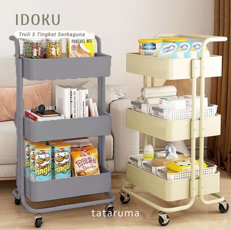 Jual Idoku - Troli Besi Beroda 3 Tingkat Serbaguna Rak Trolley - Idoku ...