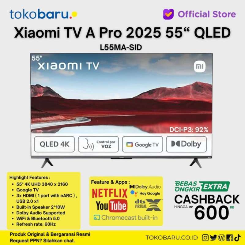 Promo Xiaomi Mi Tv 55 4k Qled 60hz A Pro 2025 Google Tv Smart Dolby Audio Garansi Resmi ...