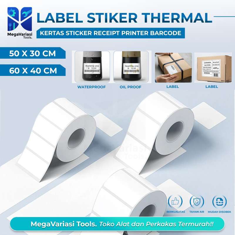 Jual Label Stiker Thermal 50x30mm - 50x30 Mm & 60x40 Mm ( 1 Line ) Kertas Sticker Receipt ...