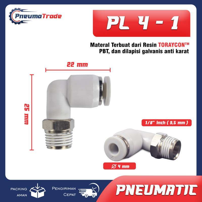 Promo Pl Fitting Elbow Male Pneumatic Slip Lock Drat Luar Type Mpl - Pl 8-4 Diskon 41% Di Seller ...