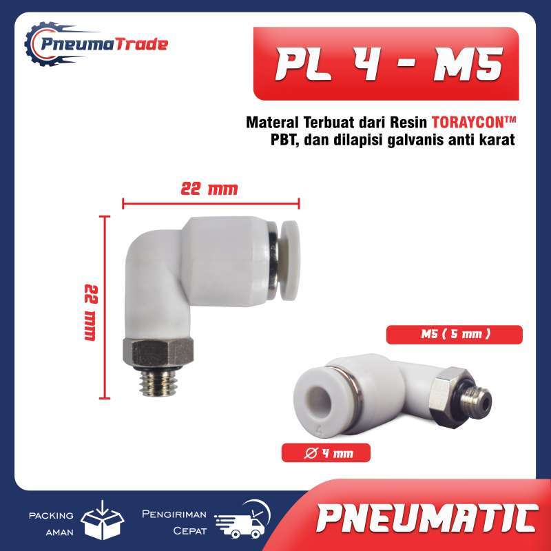 Promo Pl Fitting Elbow Male Pneumatic Slip Lock Drat Luar Type Mpl - Pl 8-4 Diskon 41% Di Seller ...