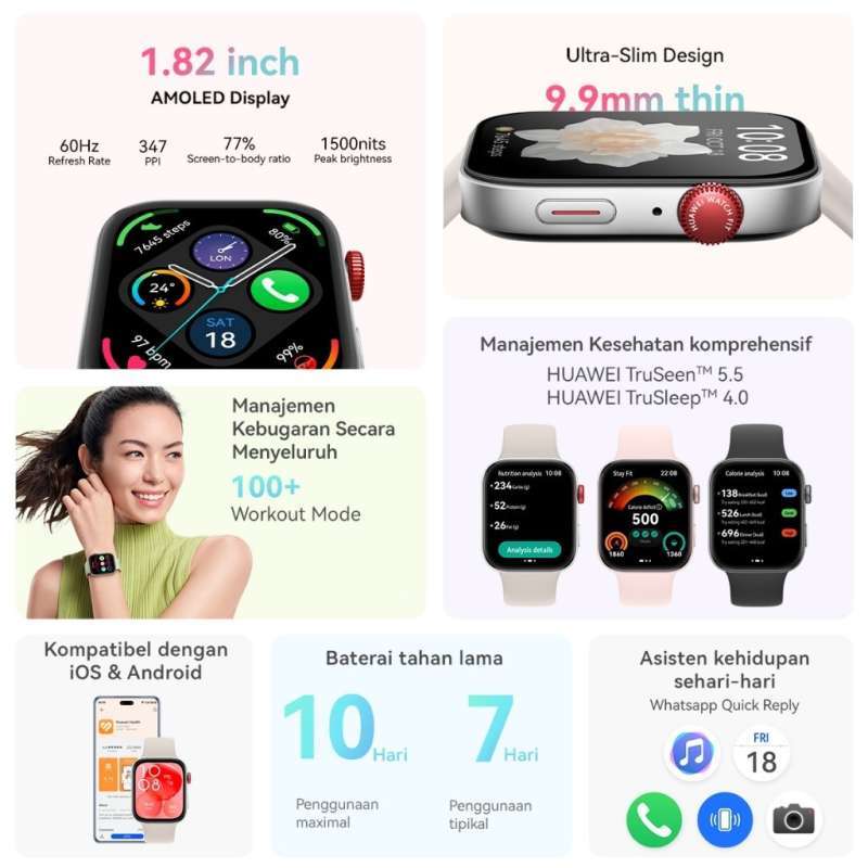Jual Huawei Watch Fit 3 Smartwatch | Ultra-slim Bezel-free Design | 1. ...