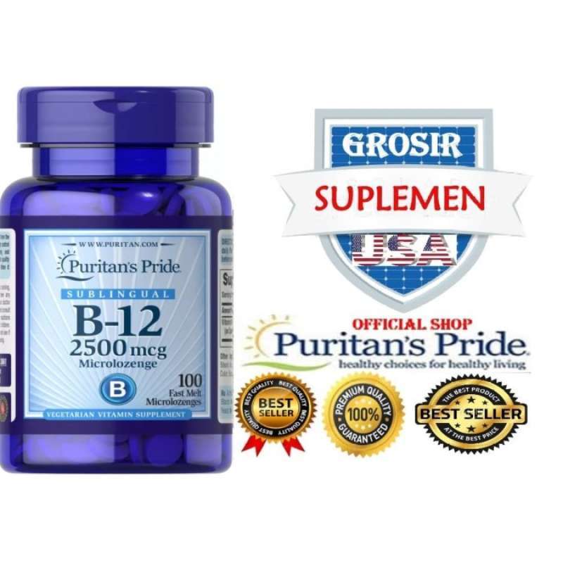 Promo Vitamin B12 B 12 500mg 100 Tablets Usa Saraf Puritan Impor Usa ...