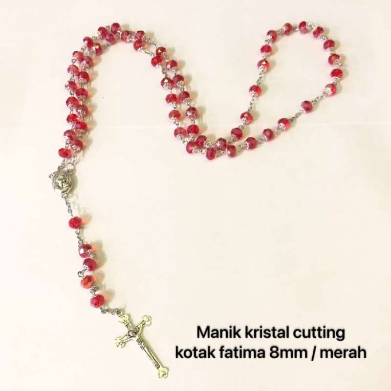 Jual Souvenir Rosario Kalung Salib Manik Kristal Cutting Kotak Fatima ...