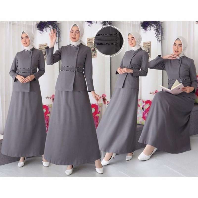 Jual Jas Blazer Batik Wanita Pns Asn Model 7007 Set Rok Warna Abu Muda ...