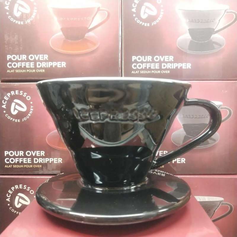 Jual V60 01 Ceramic Dripper 1-2 Cup Alat Kopi Saring Acepresso Hitam ...