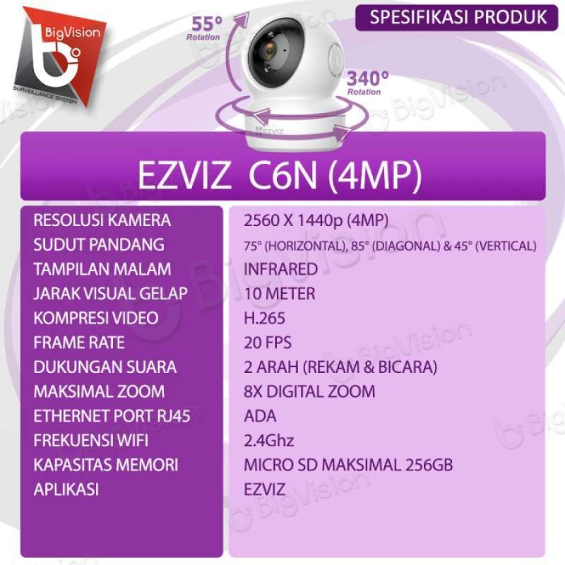 Promo Smart Wifi Kamera Cctv Ezviz 2k 4mp Ptz Ip Camera Ezvis Ir Audio ...