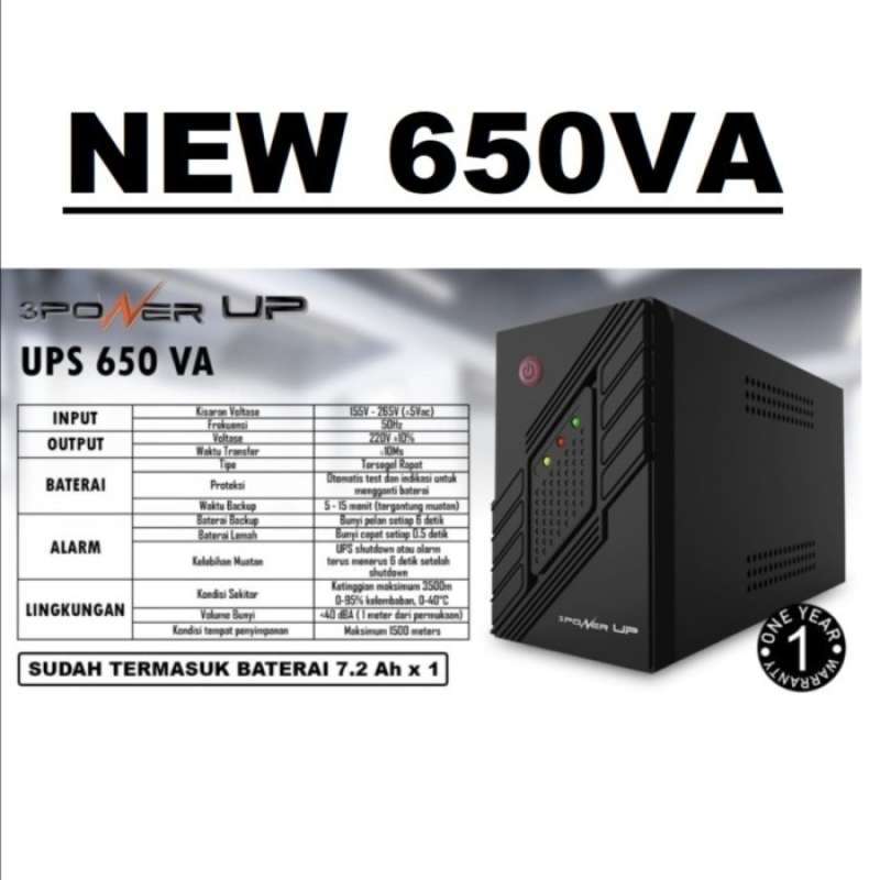 Promo Ups Power Up 650 Va 650va Backup + Stabilizer Link Khusus Kurir ...