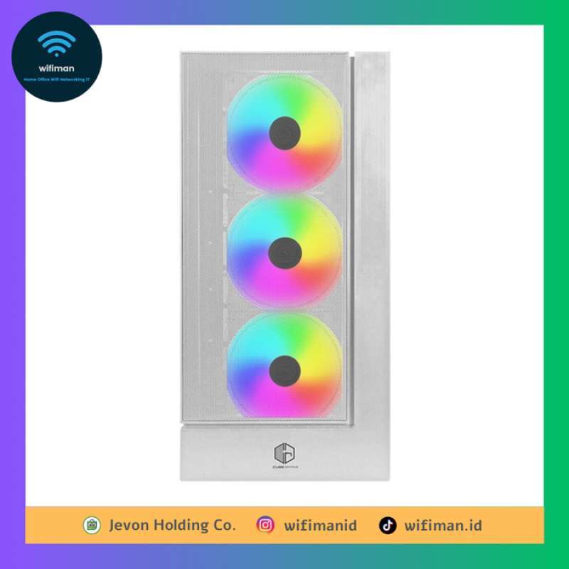 Promo Cube Gaming Lich White +3 Rgb Fan- Pc Case Casing Mid Tower Putih ...