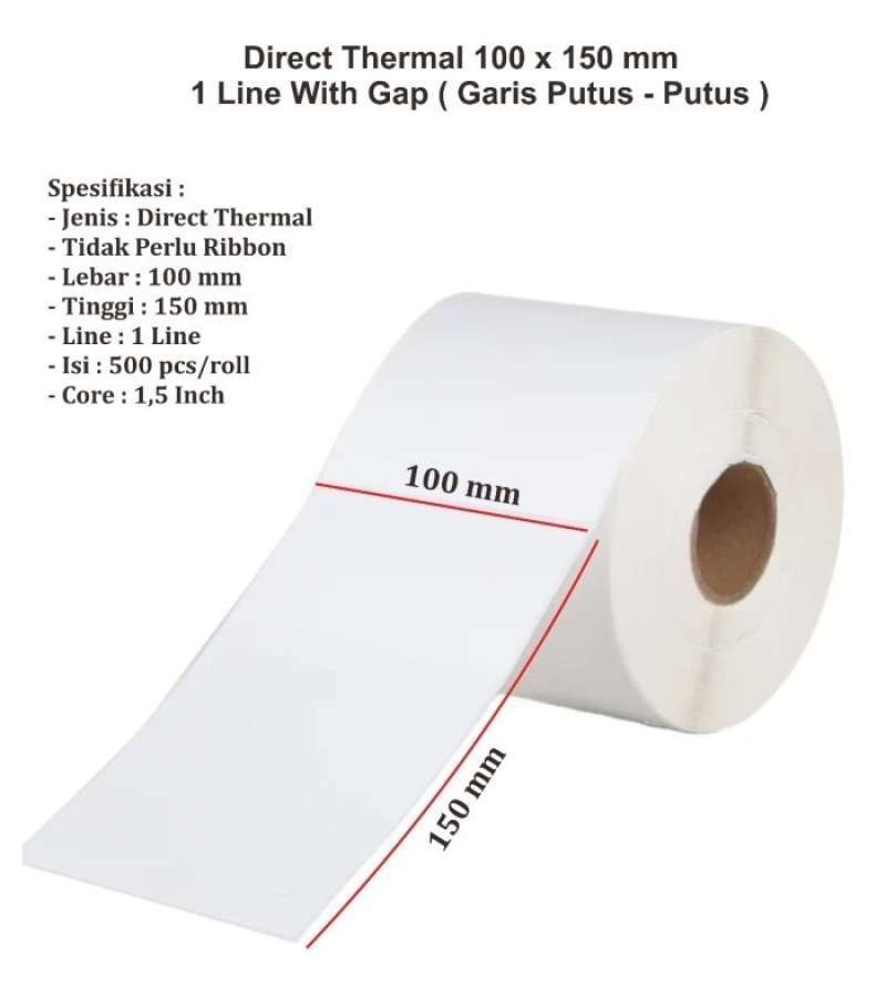 Promo Label Kertas Thermal A6 Ukuran 100x150mm - 500 Lembar Diskon 33% ...