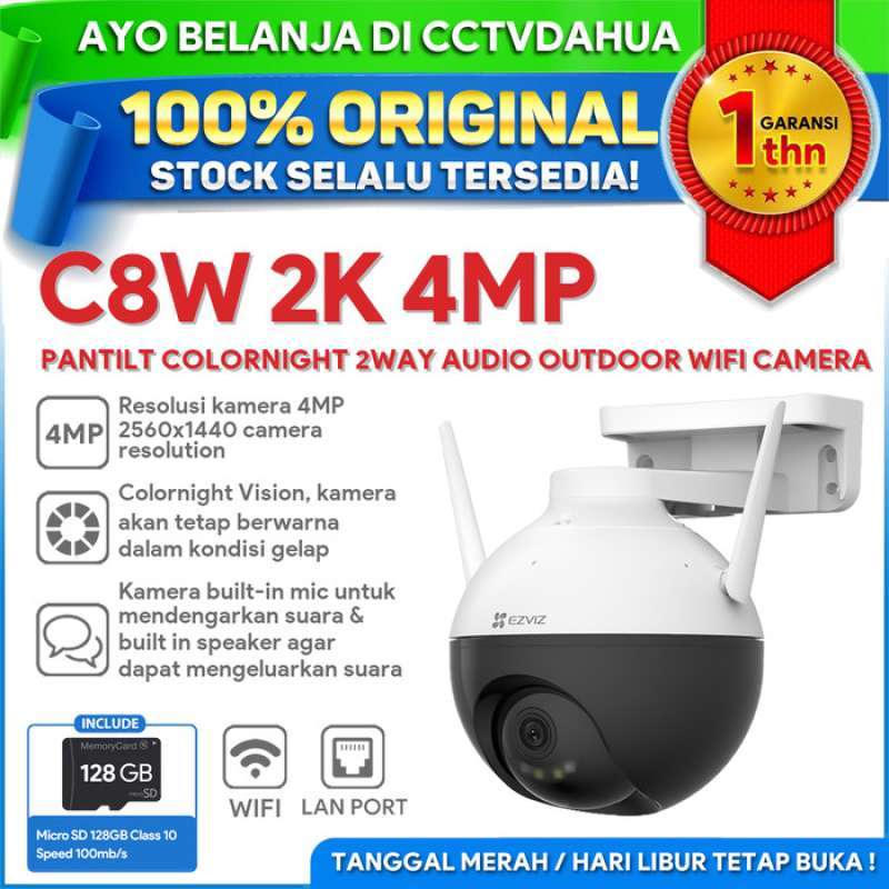 Promo Ezviz C8w 4mp 2k Free Microsd 128gb Color Night Vision Pt Wi-fi ...