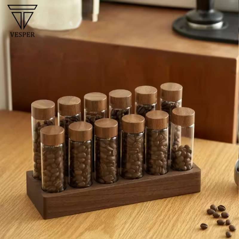 Promo Coffee Bean Storage Walnut Set Tube / Tube Display / Rak Tabung ...