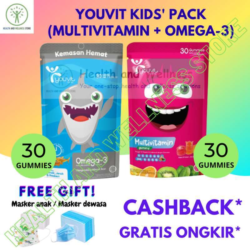 Promo Youvit Multivitamin Dan Omega 3 Kesehatan Otak Mata Anak Pack 30 ...