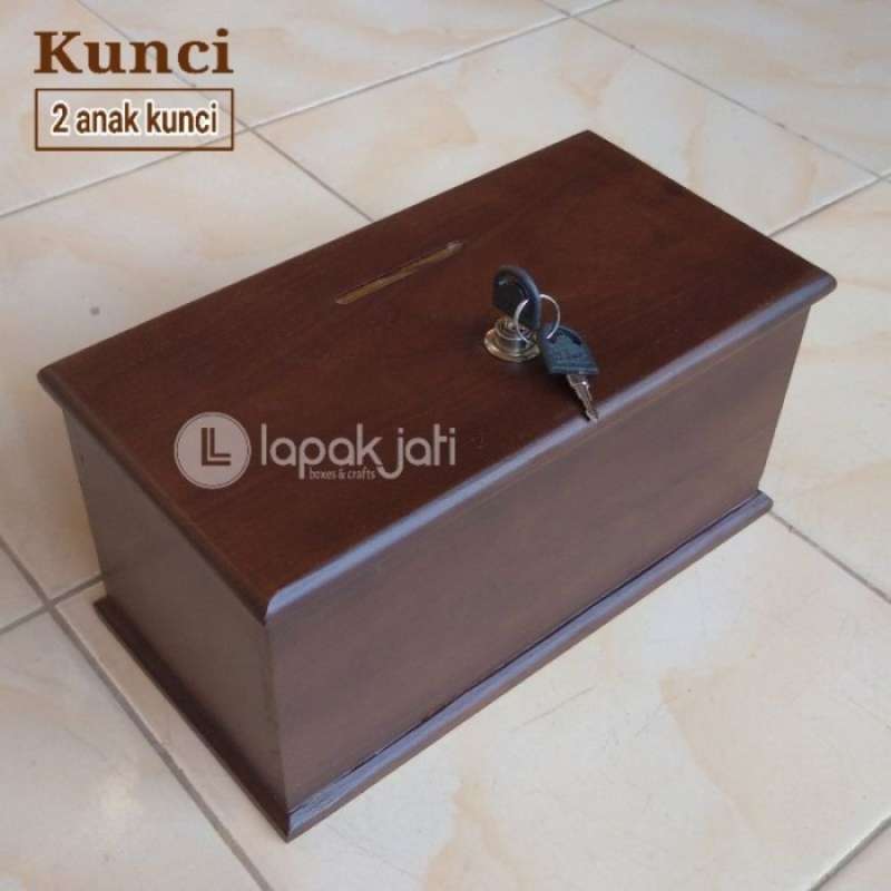 Jual Kotak Amal Besar Kotak Infaq Masjid Sumbangan Box Kayu Jati Polos ...