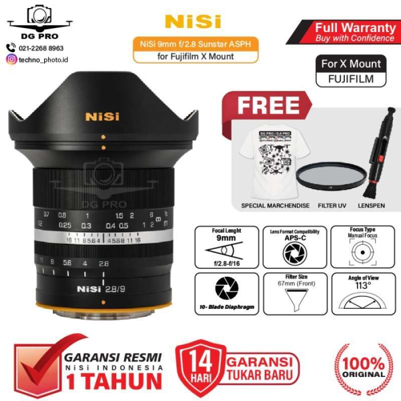Promo Nisi 9mm F2.8 Sunstar Asph Lens For Fujifilm X Mount Original ...