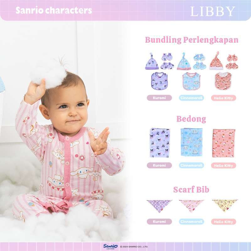 Jual Libby Sanrio Bundling Perlengkapan Bayi Kuromi Cinnamoroll Hello Kitty Bedong | Sarung ...