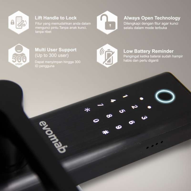 Promo Evomab Kunci Handle Pintu Digital Sidik Jari Besar Rumah Smart ...