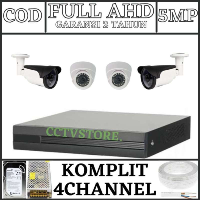 Jual Paket Cctv 4 Channel 4 Kamera Ahd 1080p 5mp Tinggal Pasang ...