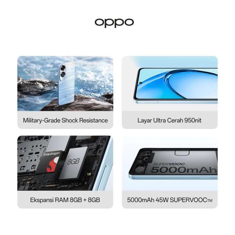 Promo OPPO A60 [8/128gb] 7.68mm Ultra Slim | Splash Touch Screen | 45W ...