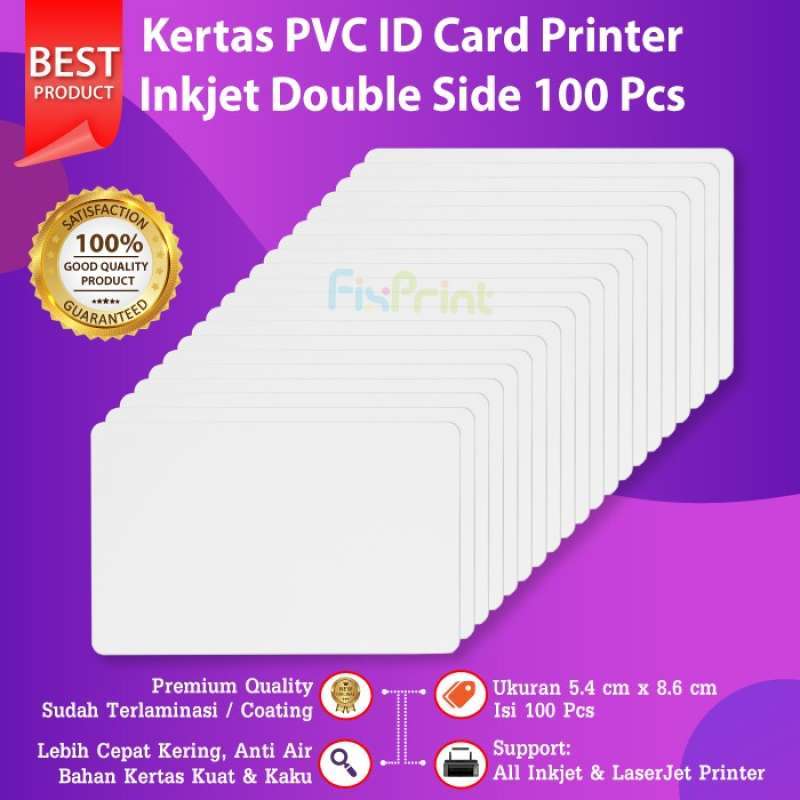Jual 100 / 230 Pcs Blank Pvc Bahan Id Card Polos Double Side Printer ...