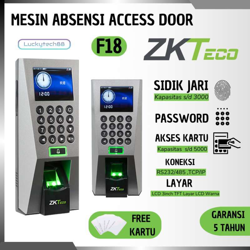 Jual Zkteco F18 Mesin Absensi Fingerprint | Mesin Absen Sidik Jari | Mesin Akses Kartu | Access ...