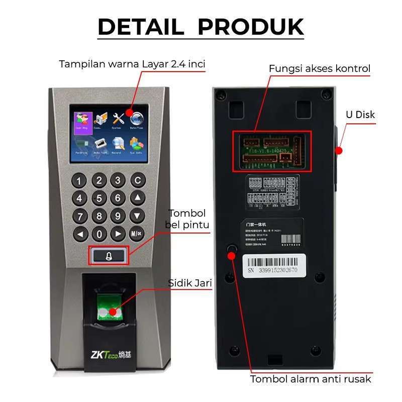 Jual Zkteco F18 Mesin Absensi Fingerprint | Mesin Absen Sidik Jari ...